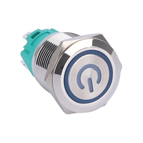 LED Illuminated Push Switch Mm Self Lock Start Button With Lighted Power Logo Start Button