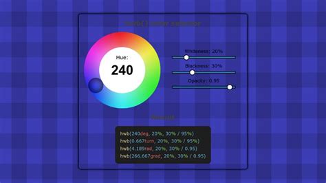 Codepen Challenge New Color Hwb Selector