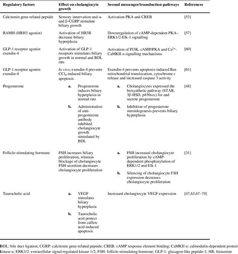 Table 1 From Recent Advances In The Regulation Of Cholangiocyte