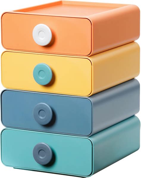 Vinteky Lot De 4 Boîtes De Rangement Empilables Visible Pour Le Bureau Systèmes De Rangement Et