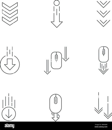 Scrolling Down Arrows Pixel Perfect Linear Icons Set Web Cursor Pc Elements Indicators