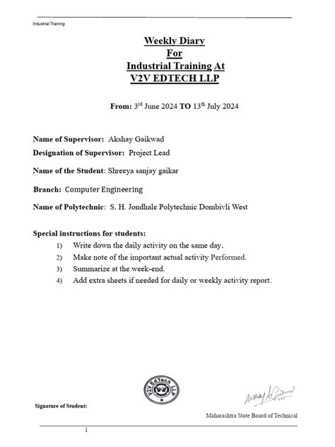 Shreeya Weekly Diary Pdf Method Computer Programming