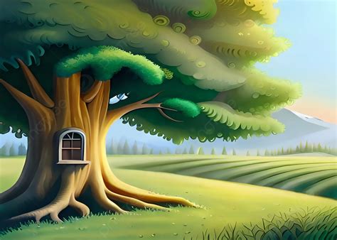 초원 언덕 배경 그림에서 오래 된 녹색 나무에 창 오래된 나무 배경 벽지 배경 일러스트 및 사진 무료 다운로드 Pngtree