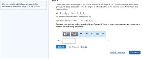 Solved Part A Monochromatic Light Falls On A Transmission