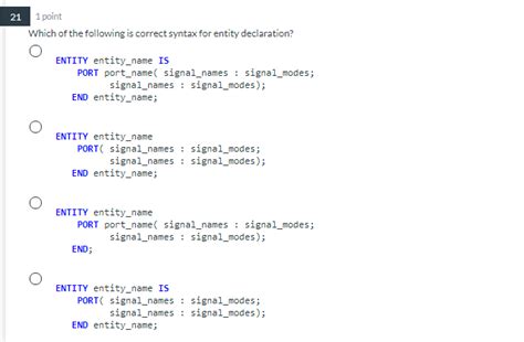 Solved Point Which Of The Following Is Correct Syntax Chegg