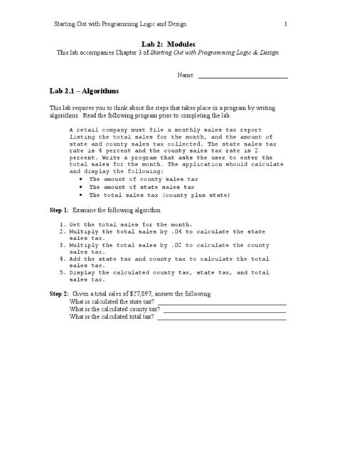lab 2 modules step 1 examine the following algorithm pdf parameter computer programming