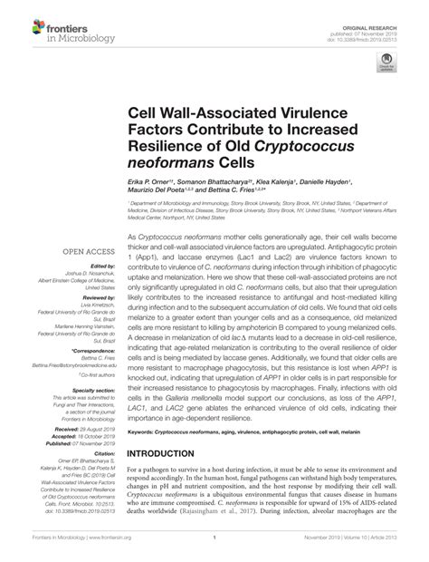 Pdf Cell Wall Associated Virulence Factors Contribute To Increased Resilience Of Old
