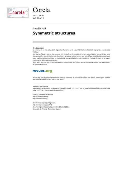 PDF Symmetric Structures