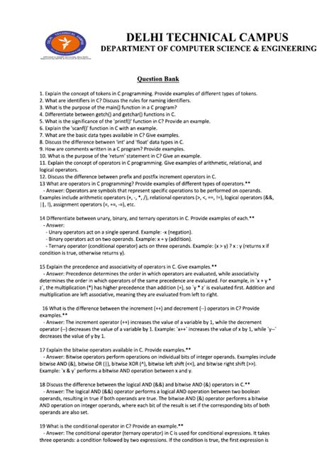 Programming In C Question Bank Pdf