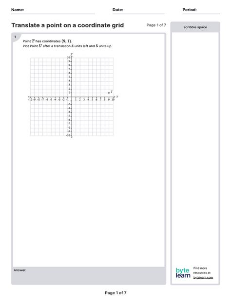 Translate A Point On A Coordinate Gridwork Sheet Pdf
