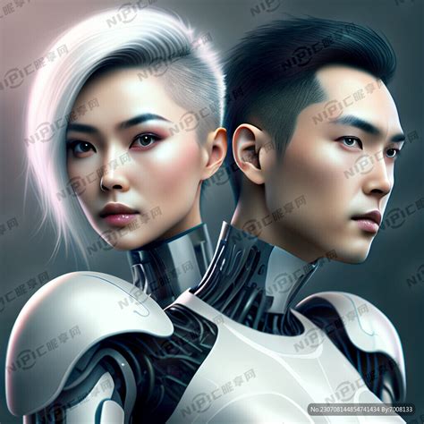 Ai创作图超现实的科幻风的机器人 女性 帅气 昵图网