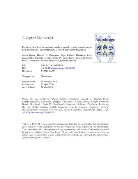 Solution Exploring The Role Of The Posterior Middle Temporal Gyrus In Semantic Cognition