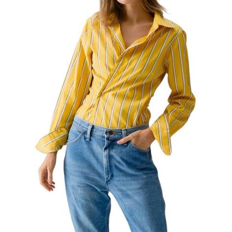 Cissa Tops New Cissa Cross Over Fitted Shirt In Sun Stripe Poshmark