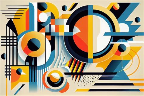 추상 바우하우스 배경 기하학 도형과 모양 원 삼각형 사각형이 있는 최소한의 기하학적 스타일 인간 심리학 및 정신 건강 개념 그림