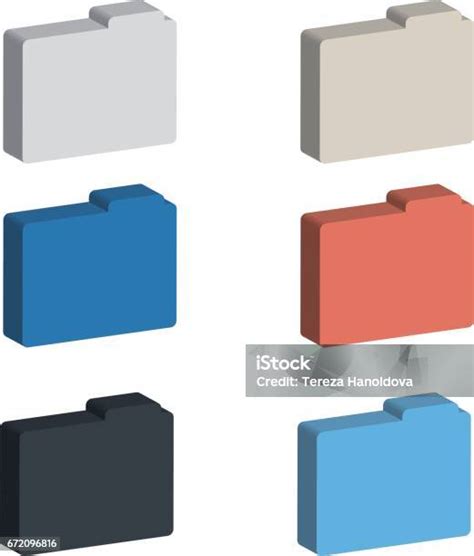 흰색 바탕에 3d 컬러 폴더입니다 벡터 일러스트입니다 0명에 대한 스톡 벡터 아트 및 기타 이미지 0명 3차원 형태 개념과 주제 Istock