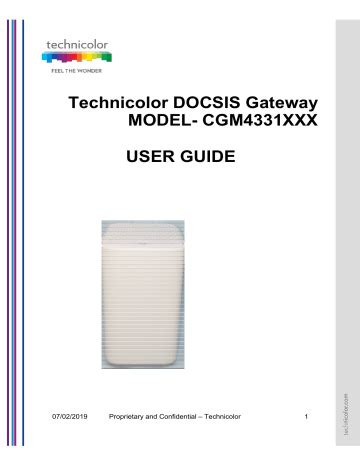 Technicolor CGM4331 Series User Manual Read Online Or Download PDF Manualzz