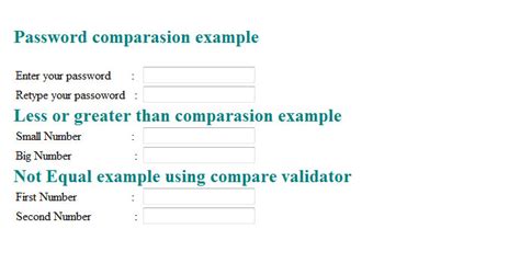 How To Use Compare Validation Control Using C