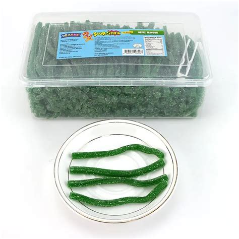 Supply 1 5kg Apple Flavor Sugar Coated Sour Stick Rope Candy Chewing
