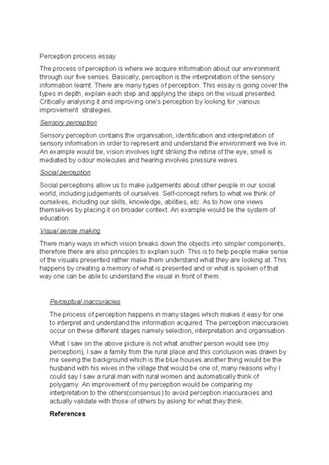 Perception Process Summary Interpersonal Communication Perception Process Essay The Process