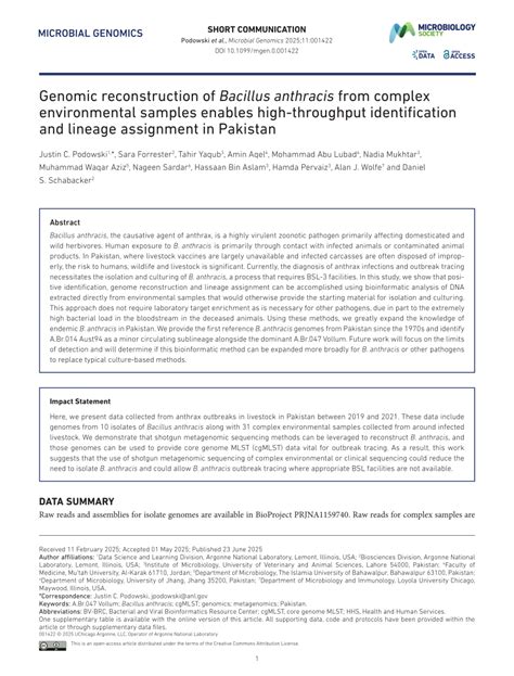 Pdf Genomic Reconstruction Of Bacillus Anthracis From Complex