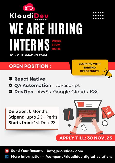 Kloudidev On Linkedin Internshipopportunities Workfromhome Techinternship Careerdevelopment
