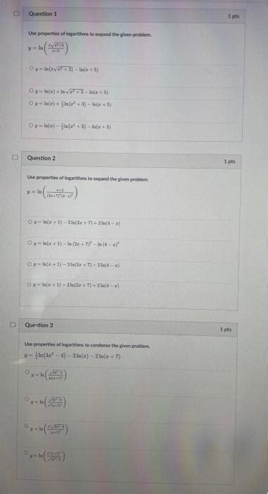 Solved Use Properties Of Logarithms To Expand The Given Chegg Com