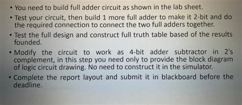 Solved You Need To Build Full Adder Circuit As Shown In Chegg