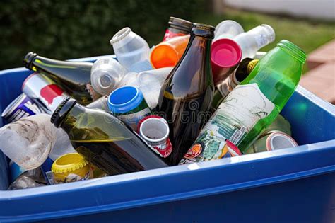 Recycling Bin Filled With Bottles Cans And Other Recyclables Stock Illustration Illustration