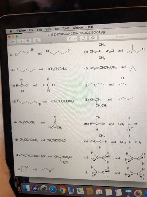 Solved Consider Each Pair Of Structural Formulas That Follow Chegg