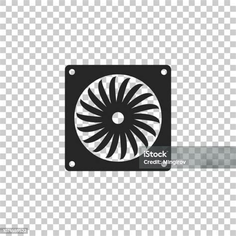 컴퓨터 쿨러 아이콘 투명 한 배경에 고립입니다 Pc 하드웨어 팬입니다 평면 디자인입니다 벡터 일러스트 레이 션 Cpu에 대한 스톡 벡터 아트 및 기타 이미지 Istock
