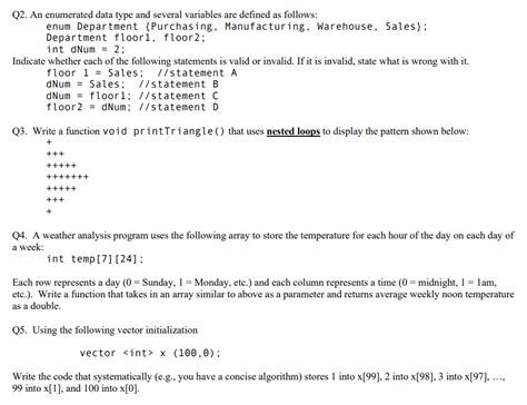 Solved Q2 An Enumerated Data Type And Several Variables Are
