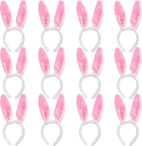 Max Fun 12pcs Easter Bunny Ears Headbands Plush Easter