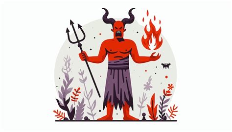 A Drawing Of A Devil With A Large Axe Premium Ai Generated Vector