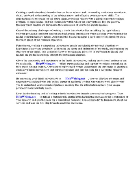 Writing A Qualitative Thesis Introduction Pdf Qualitative Research