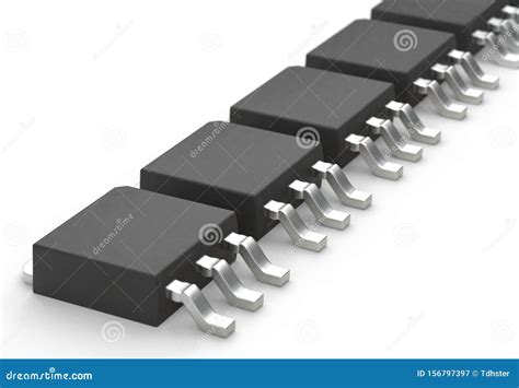 Dpak Mosfet Electronic Transistor Array Isolated On White 3d