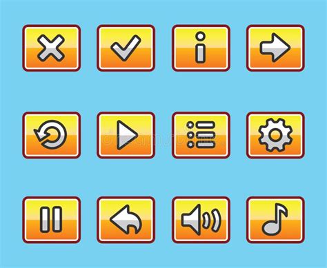 Orange Game Icons Buttons Icons Interface Ui Stock Vector Illustration Of Cartoon Multimedia