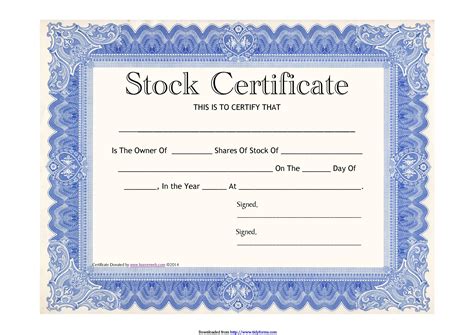 Printable Stock Certificate Format In Word