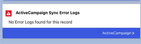 Use The Activecampaign Sync Error Logs Component With Salesforce