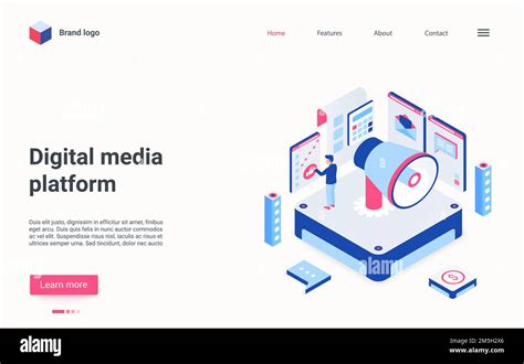 digital media platform isometric vector illustration broadcasting and