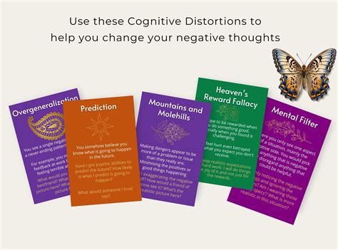 Cognitive Distortions Types Colourful Digital Flashcards Challenging