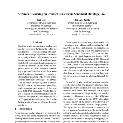 Sentiment Learning On Product Reviews Via Sentiment Ontology Tree Acl Anthology