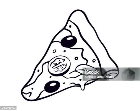 피자 조각 흰색 배경에 고립된 스케치 그림입니다 벡터 일러스트 레이 션 그리기에 대한 스톡 벡터 아트 및 기타 이미지 그리기 피자 검은색 Istock
