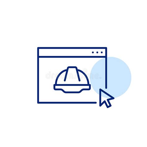 Hard Hat On Web Page Digital Construction Tools And Development Pixel Perfect Editable Stroke