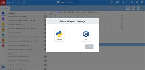 How Can I Change The Coding Language From Python To C VEXcode VR Support VEX Forum