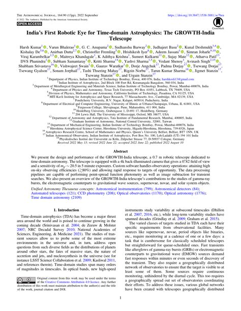 Pdf Indias First Robotic Eye For Time Domain Astrophysics The