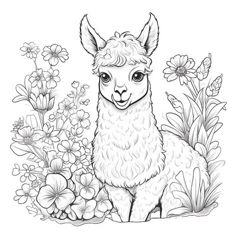Premium Ai Image A Llama Sitting In The Flowers With A Flower Bush