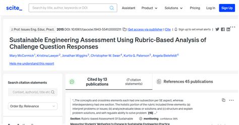 Sustainable Engineering Assessment Using Rubric Based Analysis Of Challenge Question Responses