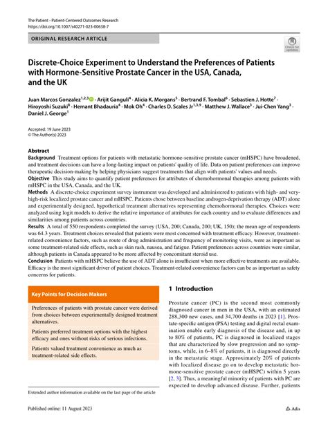 Pdf Discrete Choice Experiment To Understand The Preferences Of Patients With Hormone