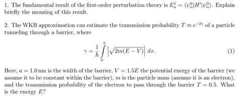 Solved 1 The Fundamental Result Of The First Order