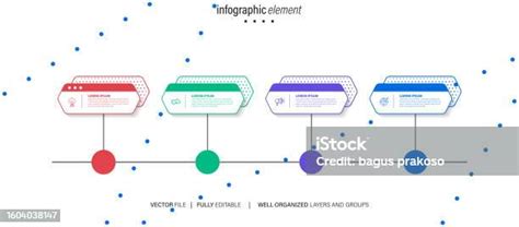 4단계가 있는 벡터 인포그래픽 화살표 템플릿입니다 웹 디자인 타임 라인 다이어그램 차트 그래프 비즈니스 프리젠 테이션에 사용할 수 있습니다 스톡 일러스트레이션 0명에 대한